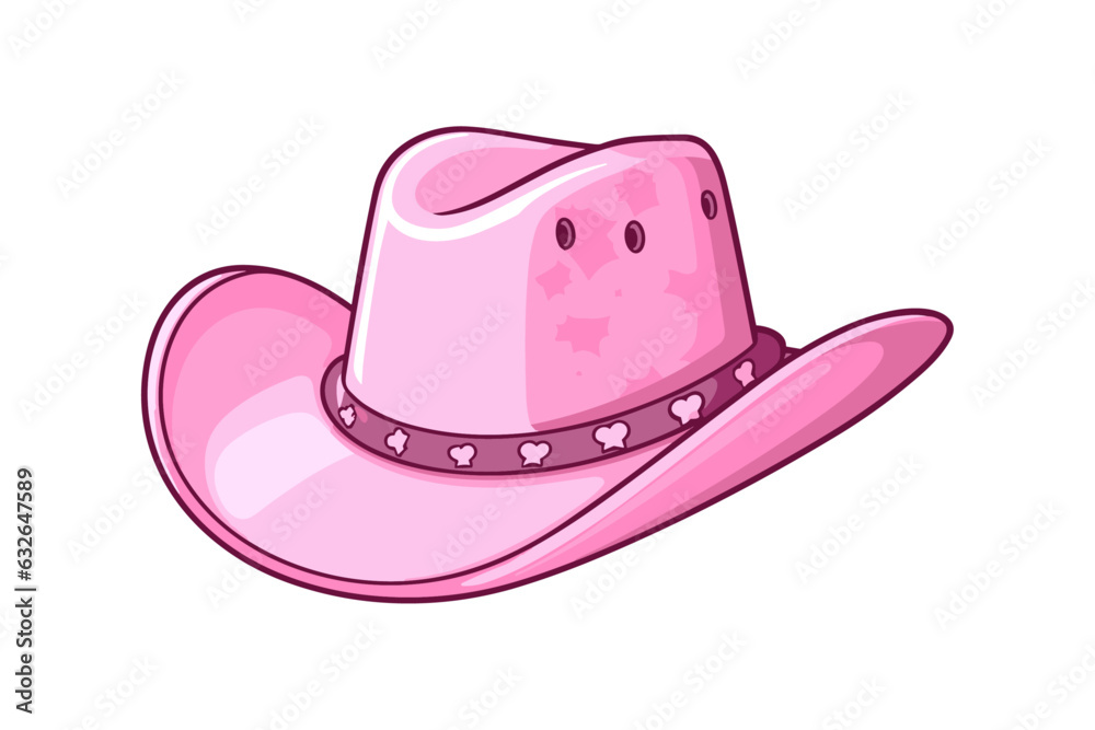 Female pink cowboy hat isolated illustration Cowboy girl wears hat ...