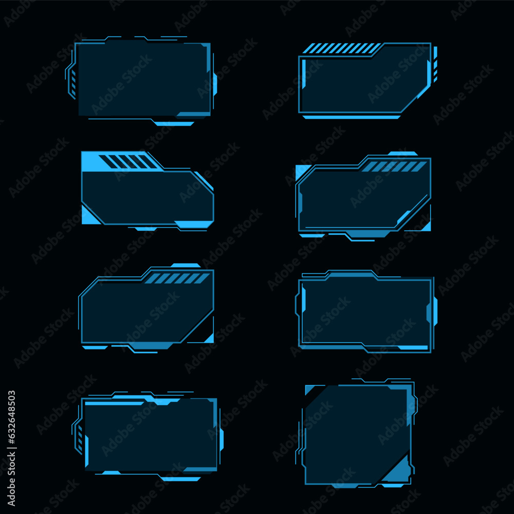 Science Frame HUD set. Vector futuristic screen for GUI, UI design. Set ...