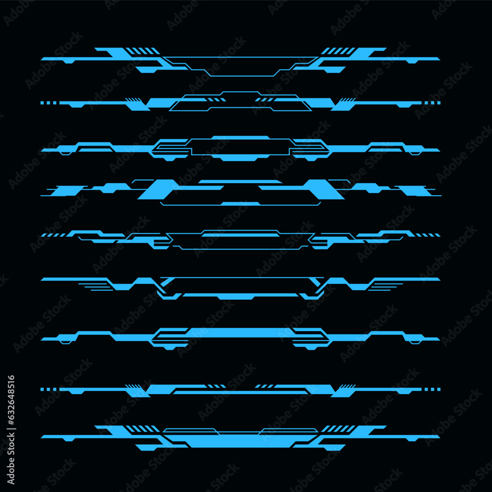 HUD futuristic header and footer interface vector elements of Sci Fi ...