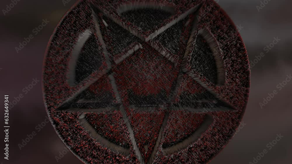 Reversed Pentagram symbol. Wiccan symbols- Cross of Sulfur. Blood red ...