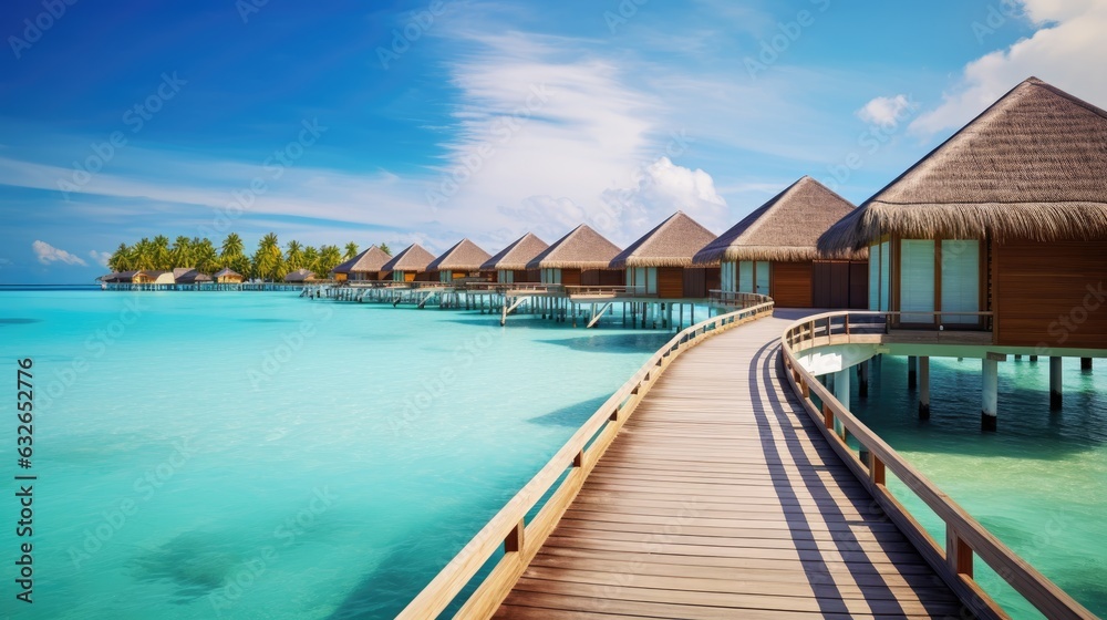 beautiful tropical beach maldives islands ocean water bungalows ...
