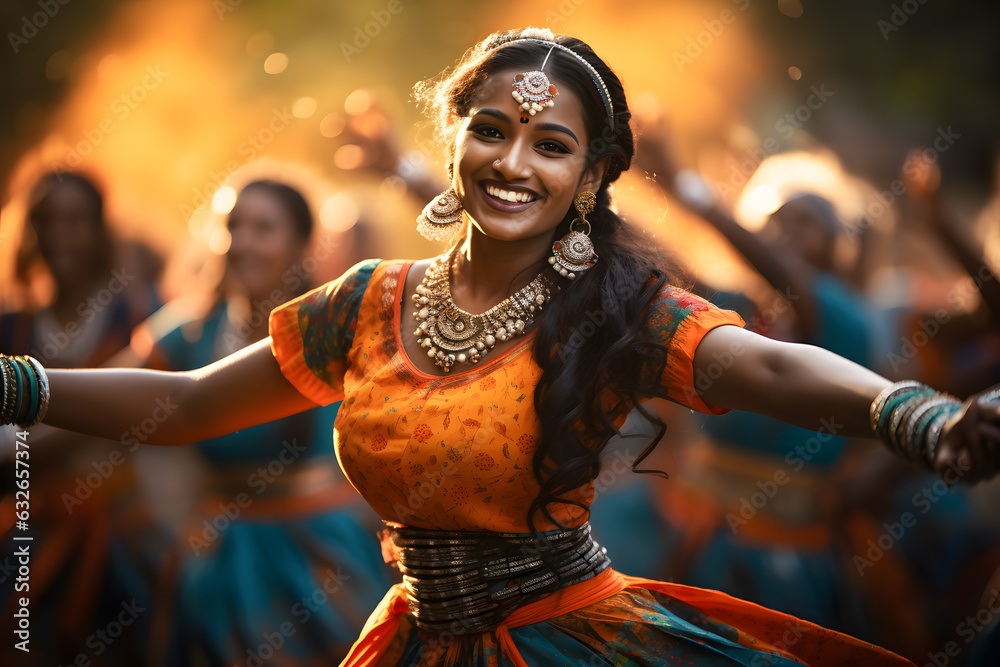 portrait of indian woman dance Garba and Bharatanatyam ai generated art ...