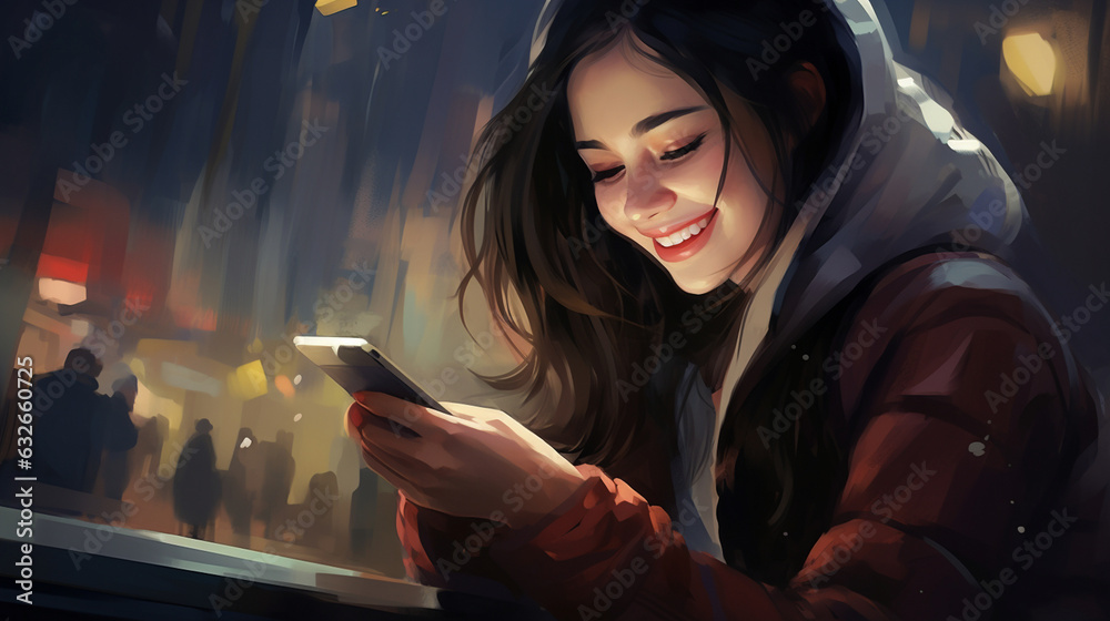 Capture the joy on the young woman's face as she reads a heartwarming ...