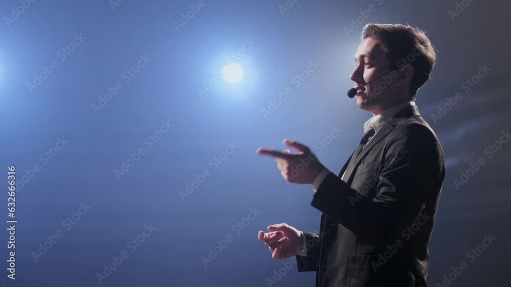 Business Conference Stage: Tech Startup CEO Presents New Product ...