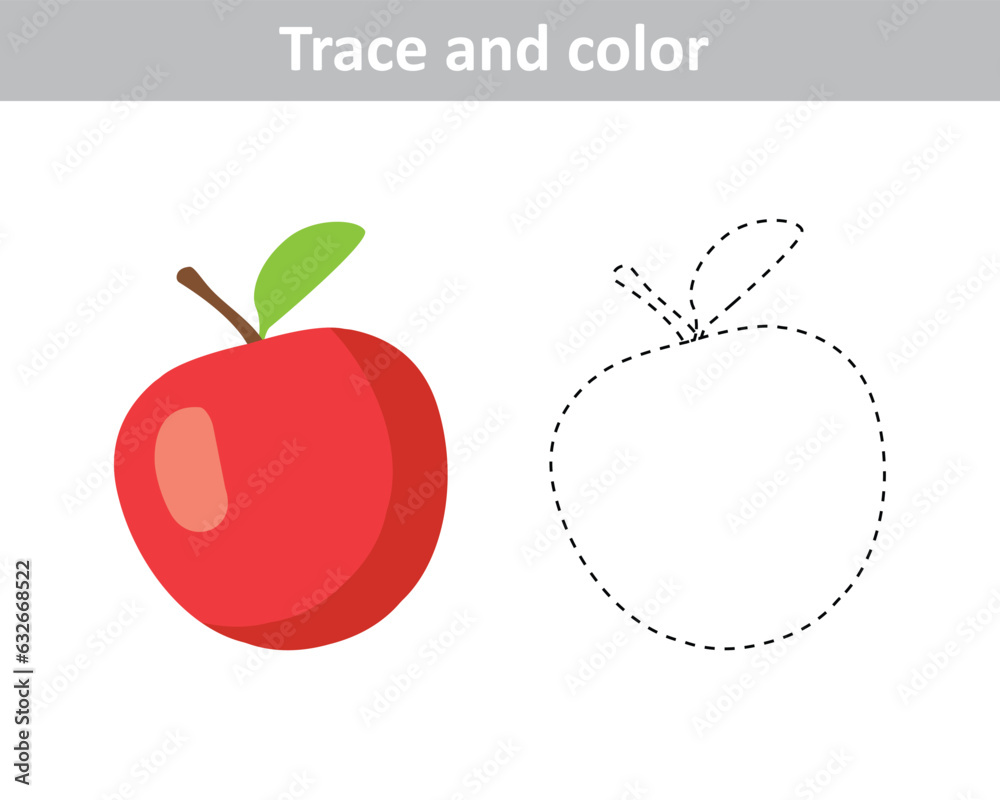 Red apple trace and color Stock Vector | Adobe Stock
