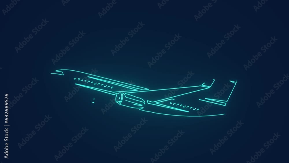 Airplane blueprint aviation aerospace engineering technology animation ...