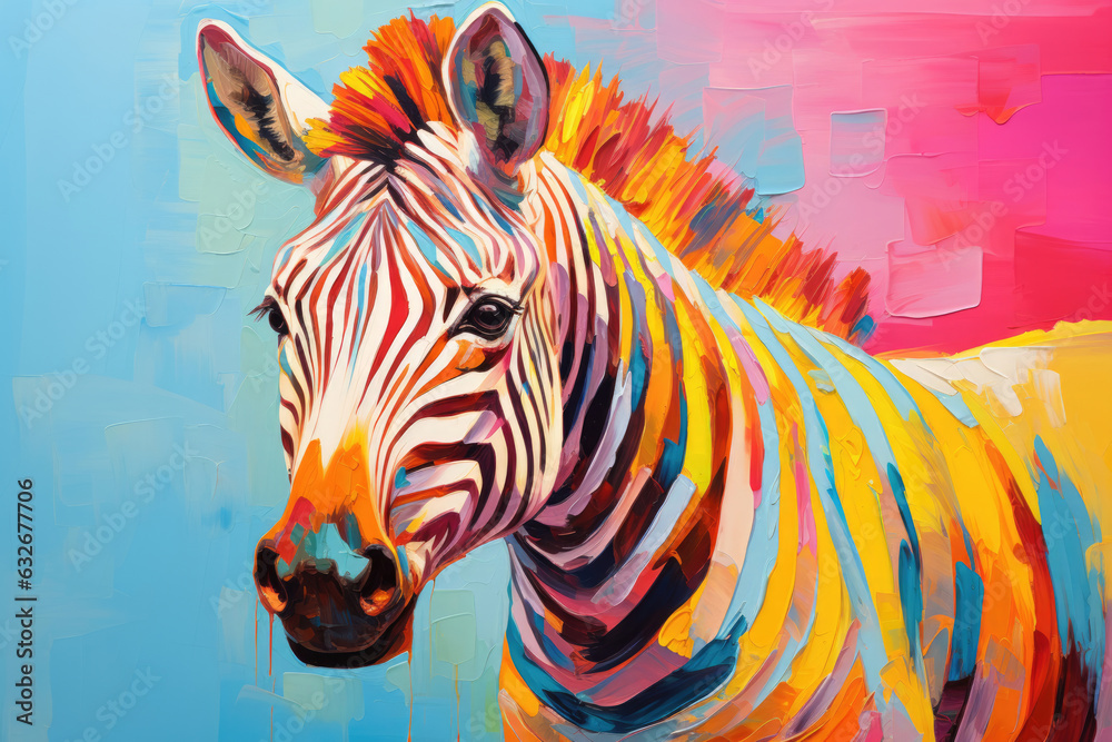 Abstract Zebra Artwork created using AI technology, features an ...