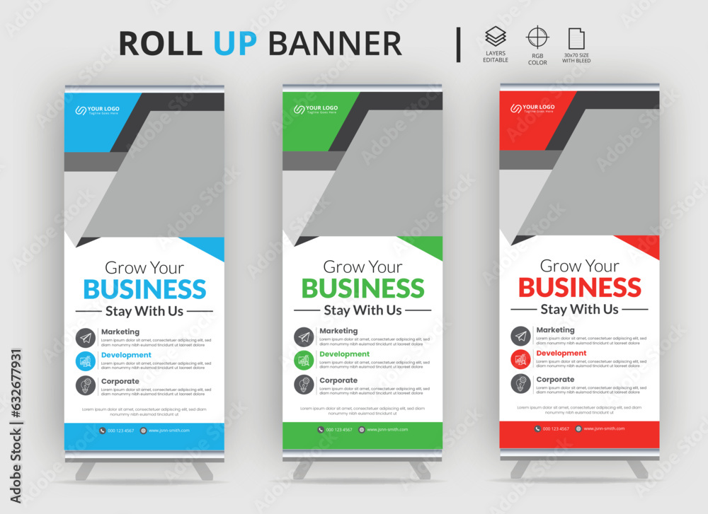 Colorful Stylish Creative Corporate Roll Up Banner Signage Standee ...