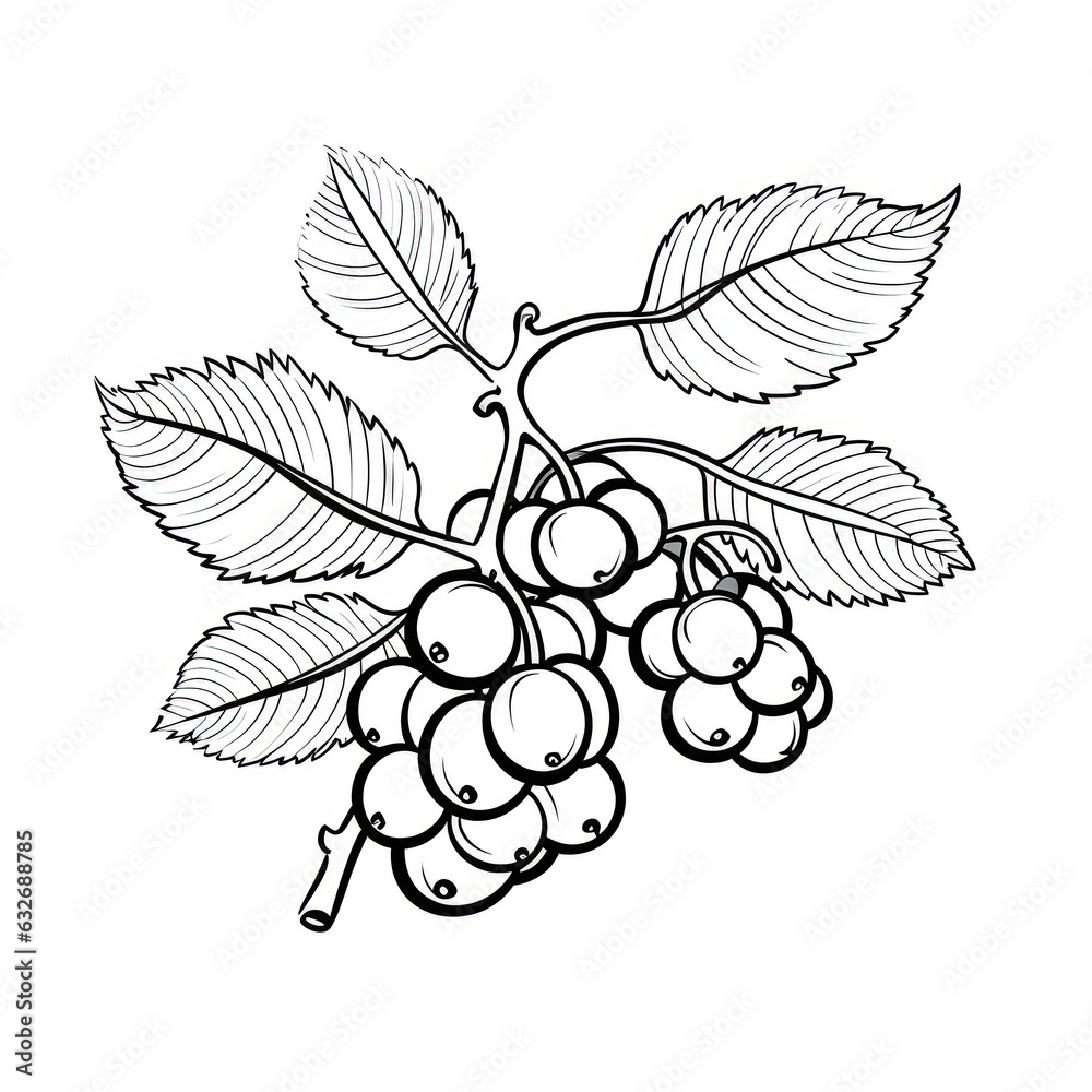 White Background With Black Outline Drawing Berries Cartoon, 2D, Black ...