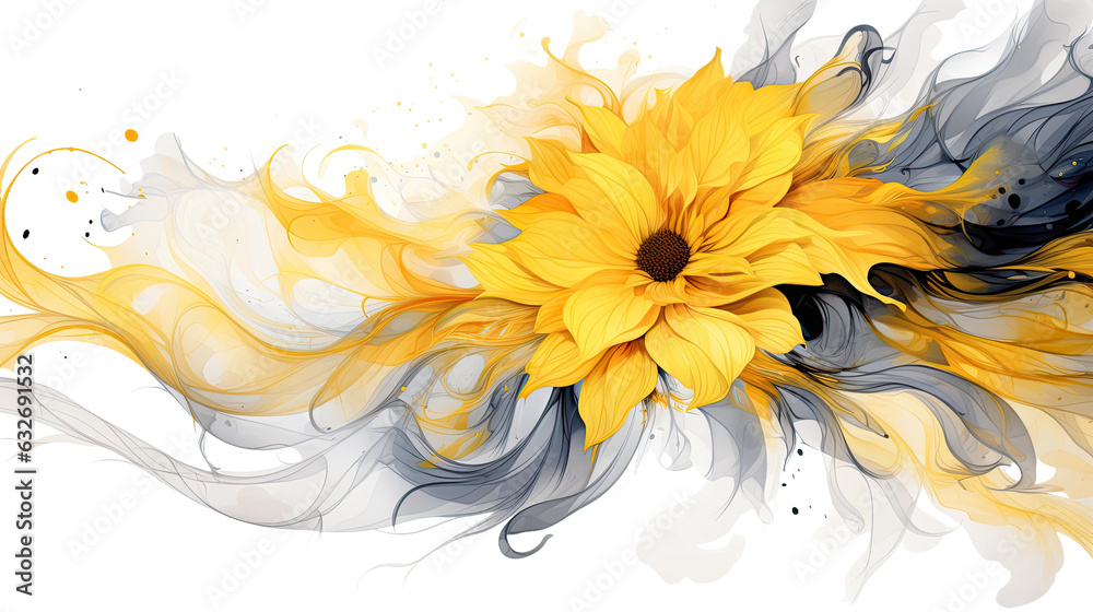 combining sunflower yellow and misty gray in an abstract futuristic ...