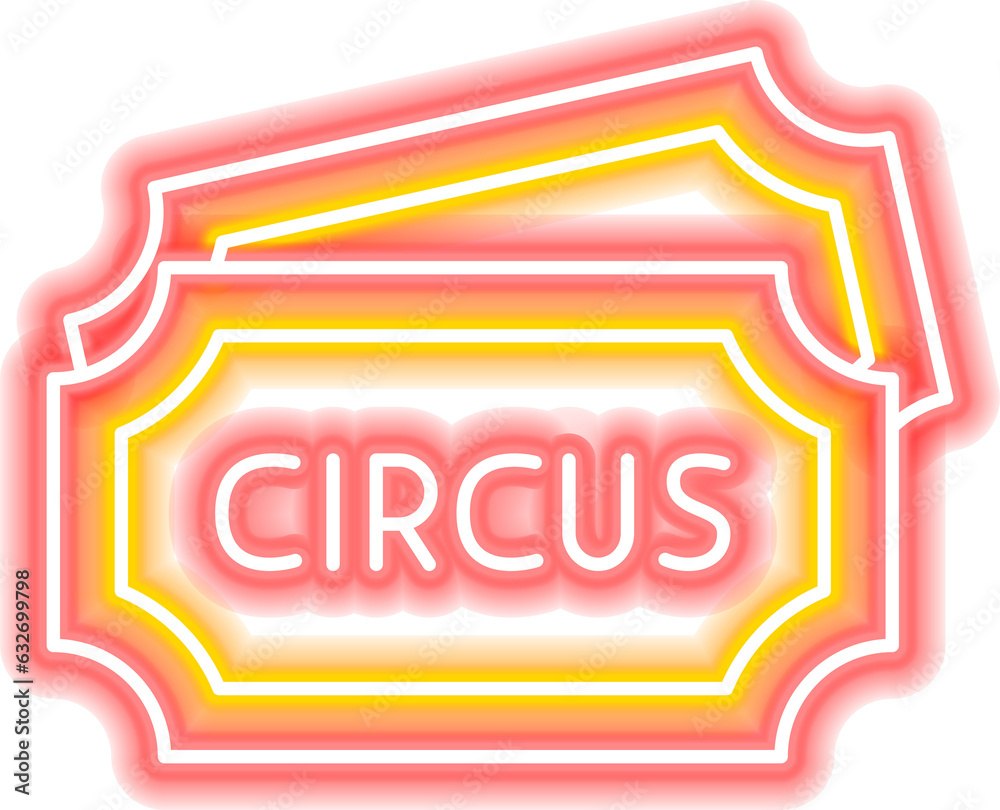 Circus Ticket Neon Sign. PNG Illustration of Entertainment Festival ...