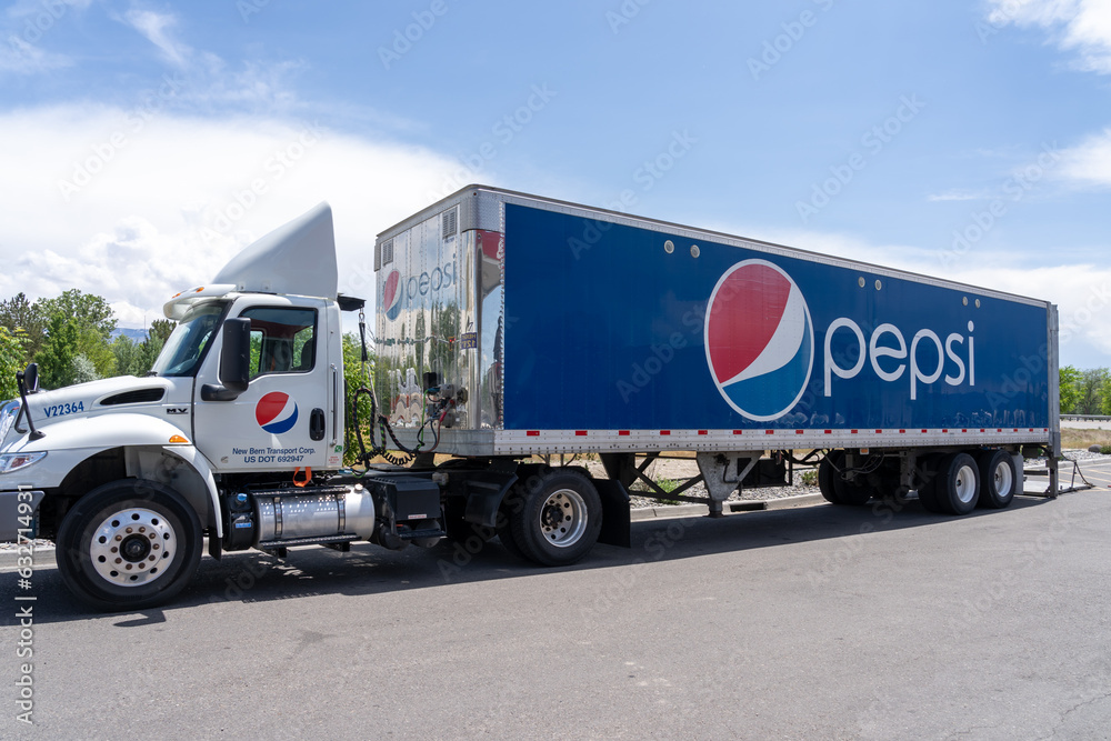 A truck trailer with Pepsi logo is seen in Colorado, United States, on ...