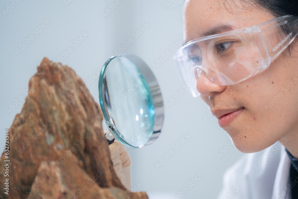 Geology science laboratory research concept, sample test analysis of ...