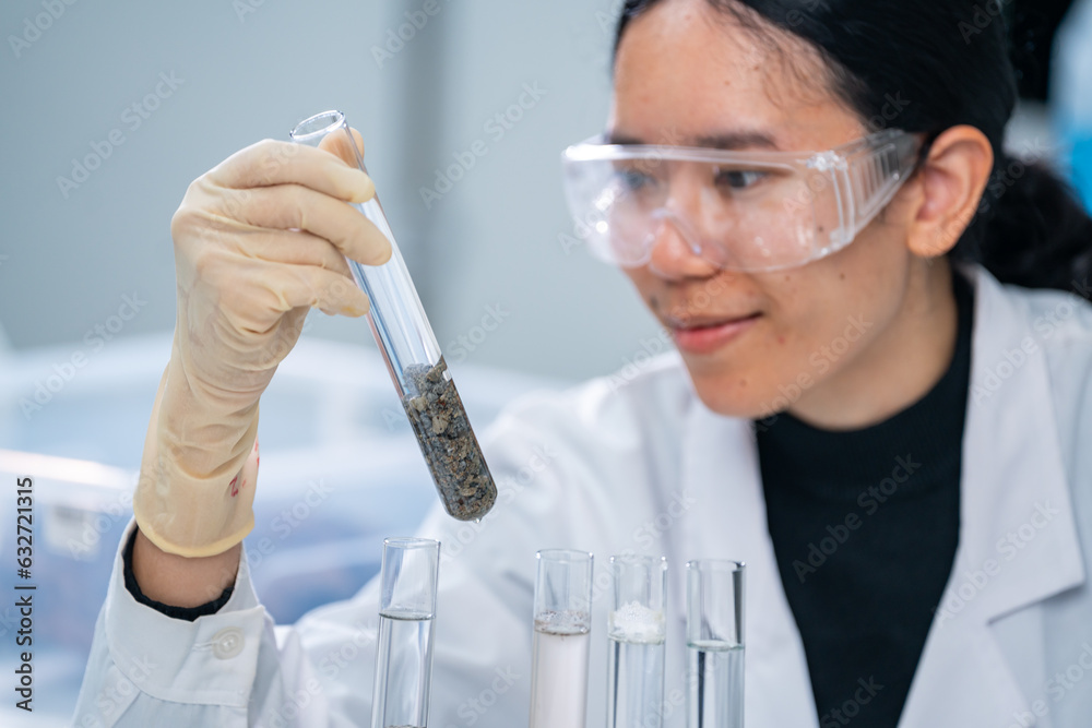 Geology science laboratory research concept, sample test analysis of ...