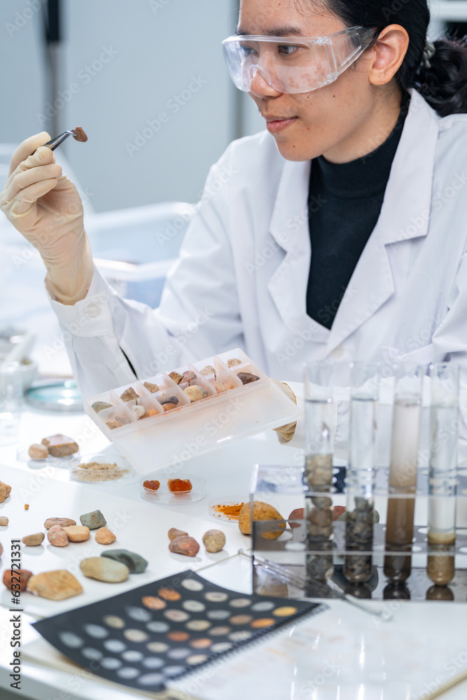 Geology science laboratory research concept, sample test analysis of ...