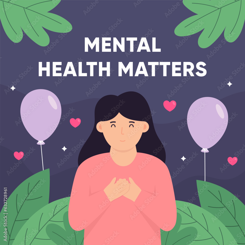 Mental Health Matters Poster Awareness. World Mental Health Day ...