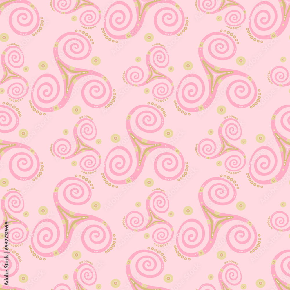 Neolithic triple spiral celtic triskele rotating symbol repeating ...