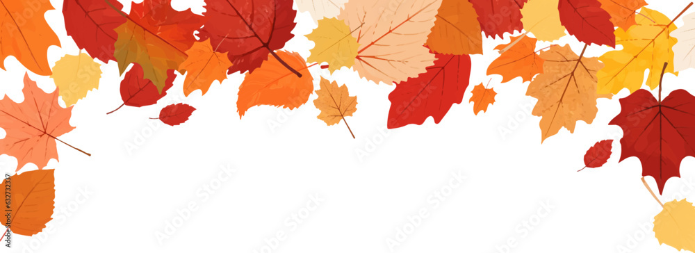 Autumn leaf border.Autumn leaves border frame.Leaf fall.Autumn flying ...