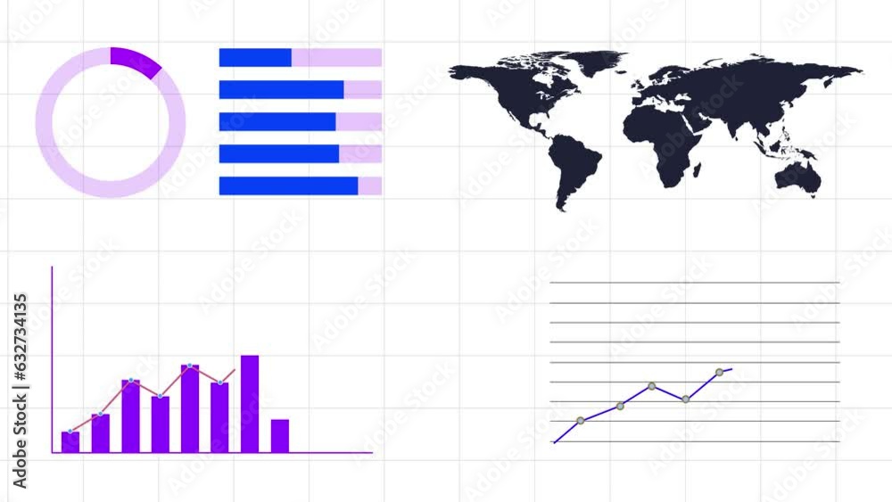 Info graphic business template.World map with graph chart animation ...