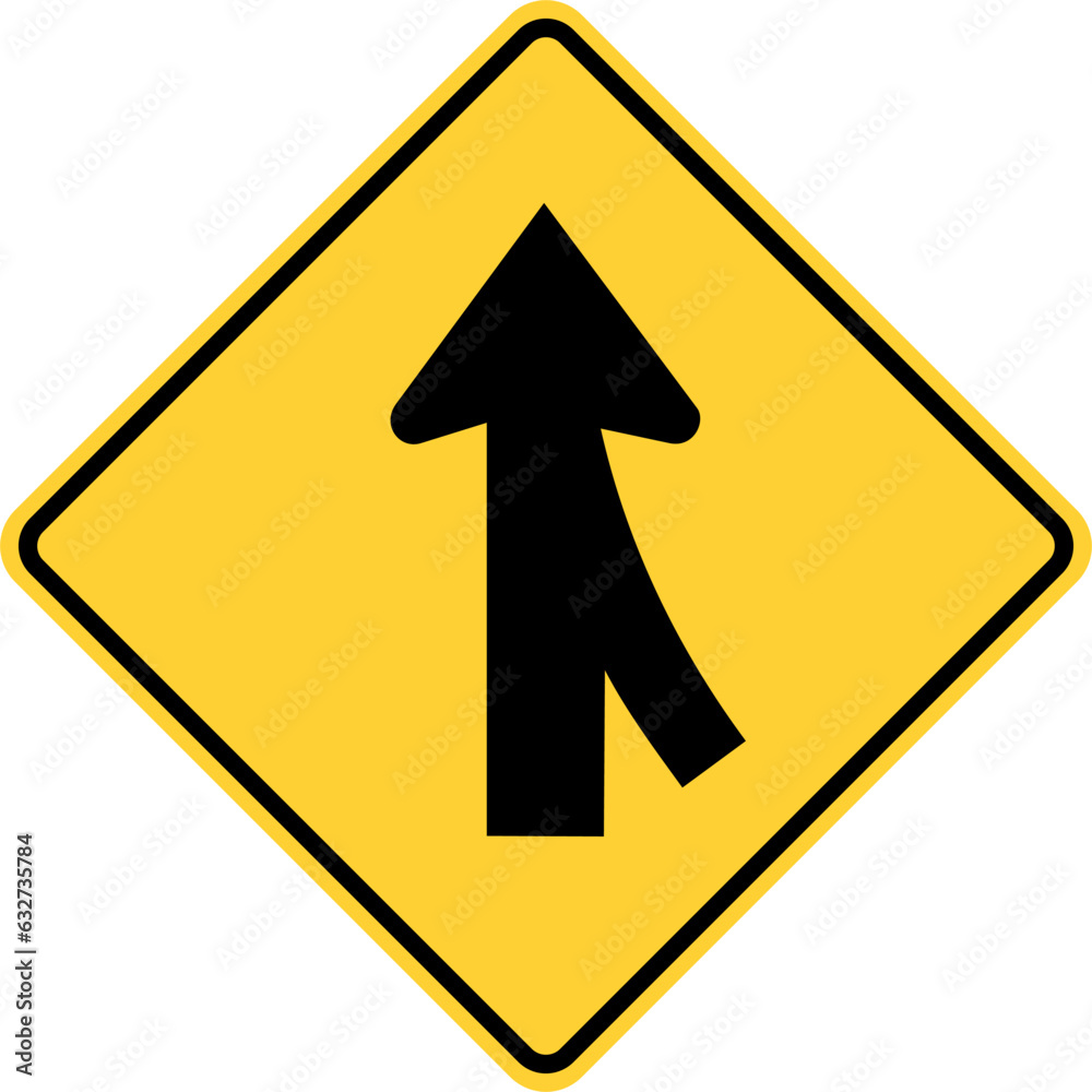 Vector graphic of a usa merge ahead highway sign. It consists of two ...