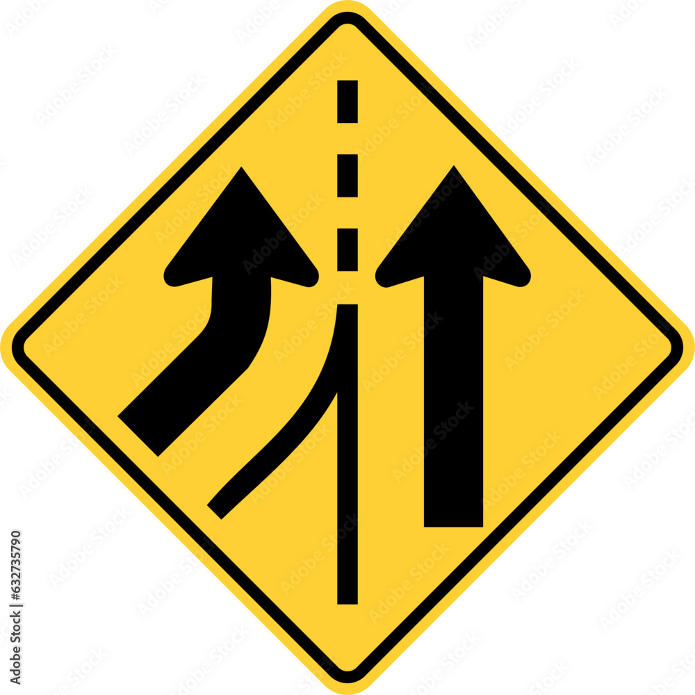 Vector graphic of a usa added lane left highway sign. It consists of ...