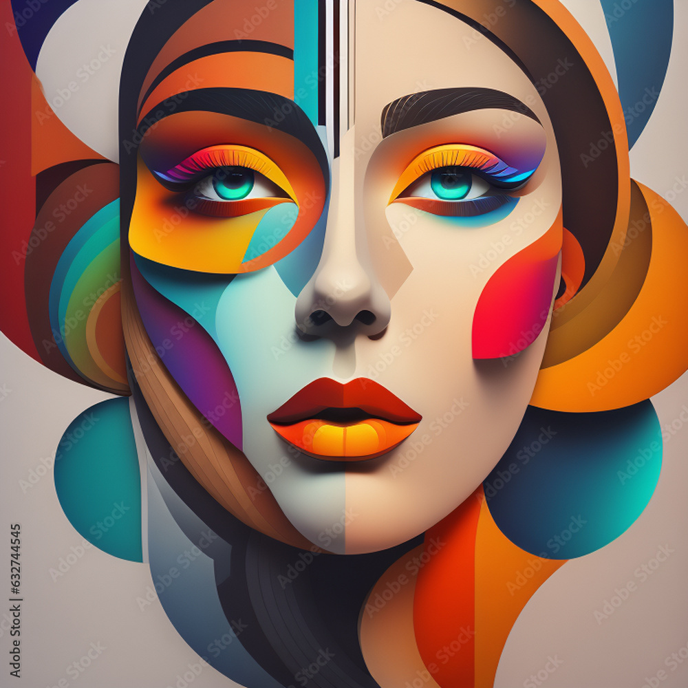 Abstract artwork that uses colorful overlapping shapes to create a ...