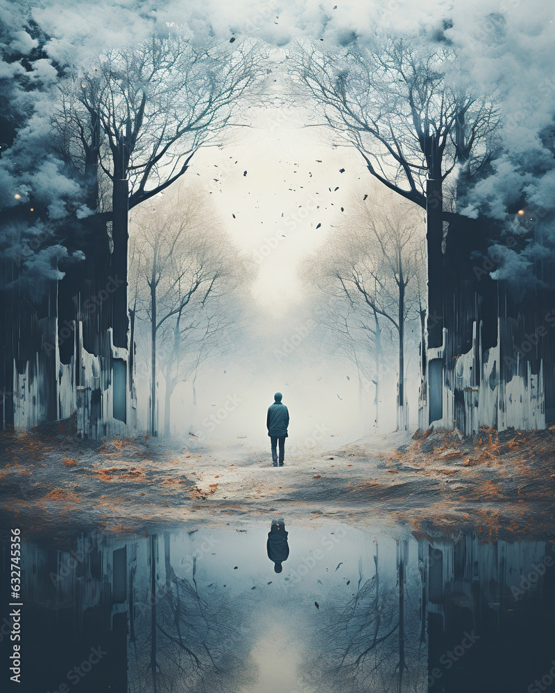 Surreal astral travel in double exposure, combines map and wonder ...