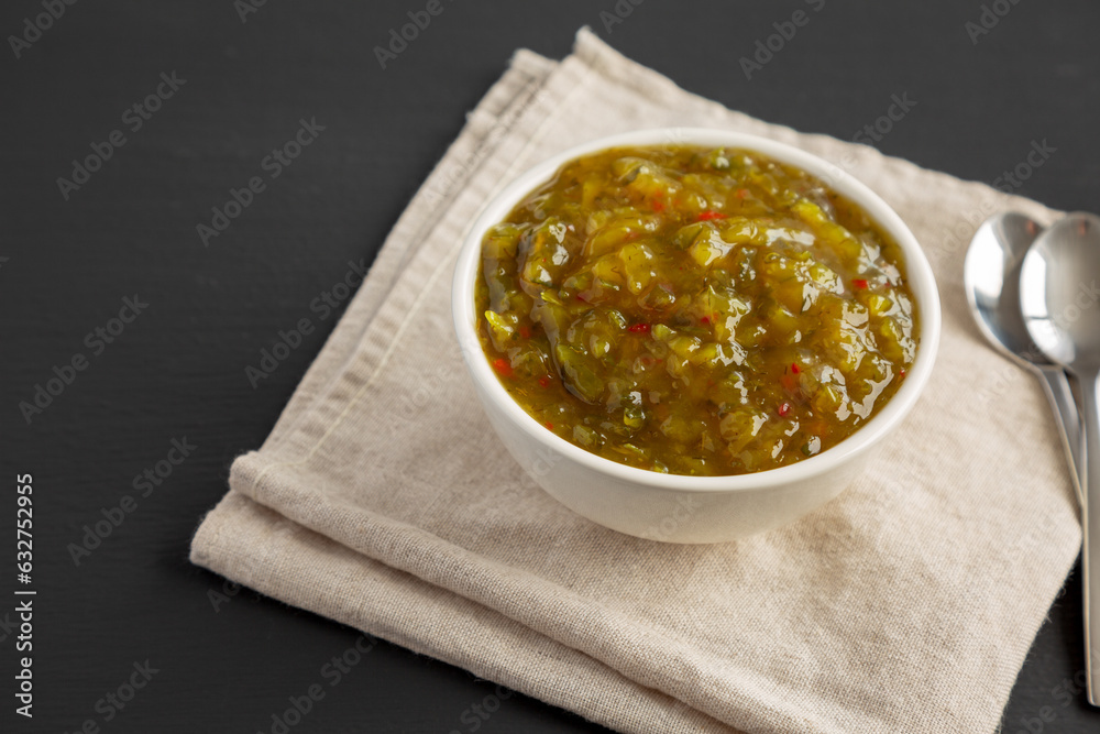 Homemade Sweet Pickle Relish in a Bowl, side view. Copy space. Stock ...