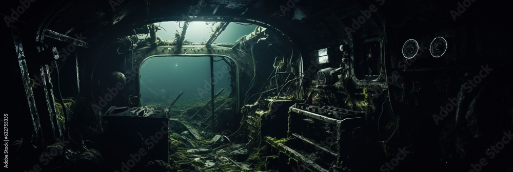 Beautiful Interior Design of a Ship Wreck Underwater on the Floor of ...