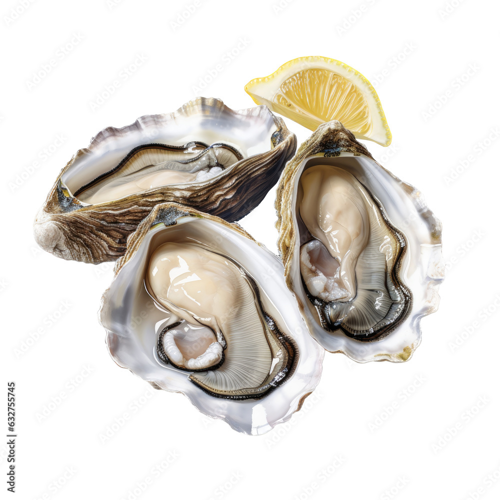Oysters on the half shell in a Food-themed, photorealistic illustration ...