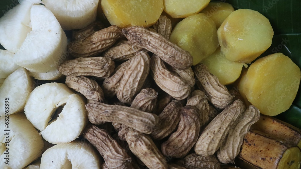 Polo pendem merah putih, is Javanese traditional food including cassava ...