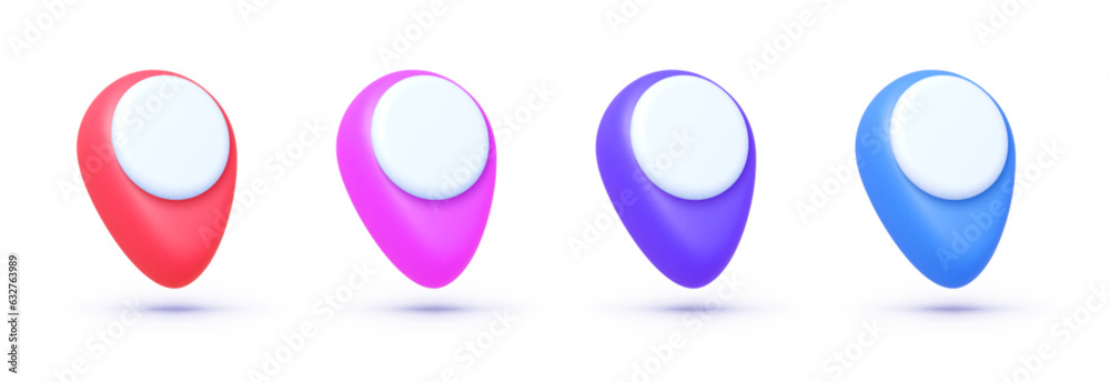 Location set in 3d style on white background. Set of bright map ... Location set in 3d style on white background. Set of bright map ...