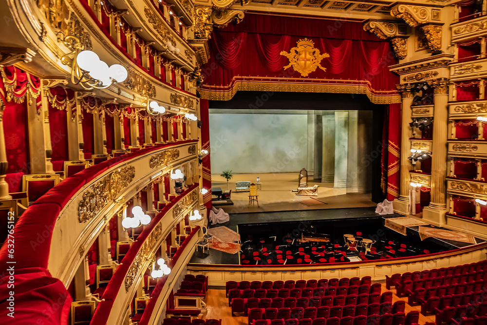 Main concert hall of Teatro alla Scala, an opera house in Milan (1778 ...