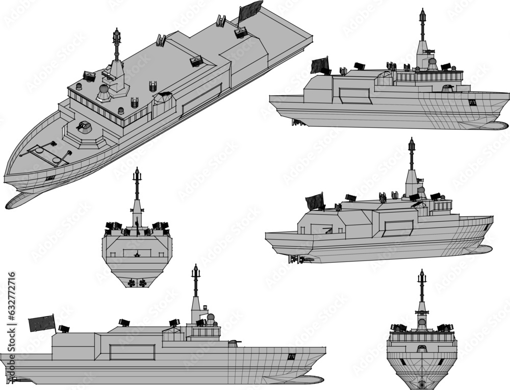 Sketch vector illustration of warship design with cannon weapon Stock ...