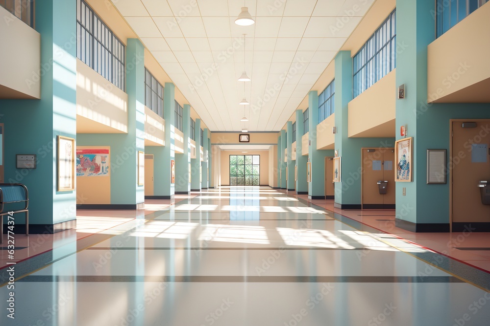 amazing photo of back to school corridor full of lockers and classrooms ...