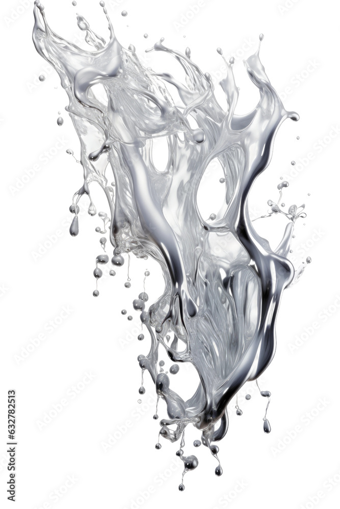 melting platinum liquid splash frozen in an abstract futuristic 3d ...