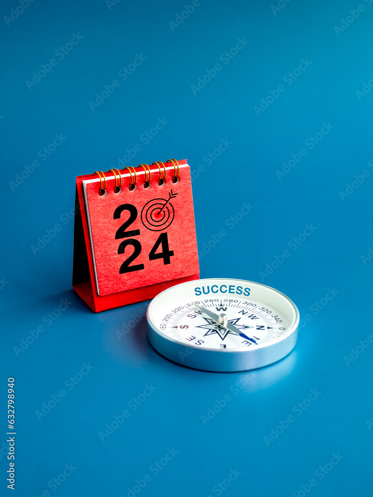 Happy new year 2024 banner background. 2024 numbers year with target ...