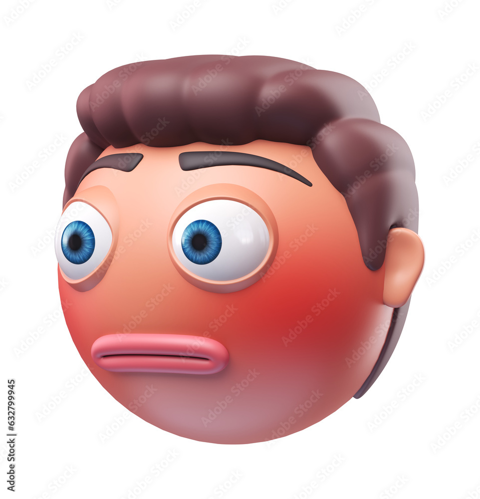 Emoji flushed face with tongue of funny man. Cartoon smiley on ...