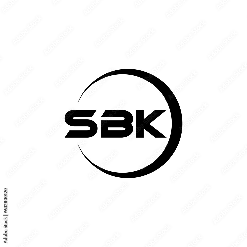 SBK letter logo design with white background in illustrator, cube logo ...