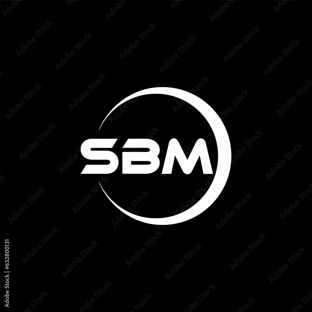 Vecteur Stock SBM letter logo design with black background in ...