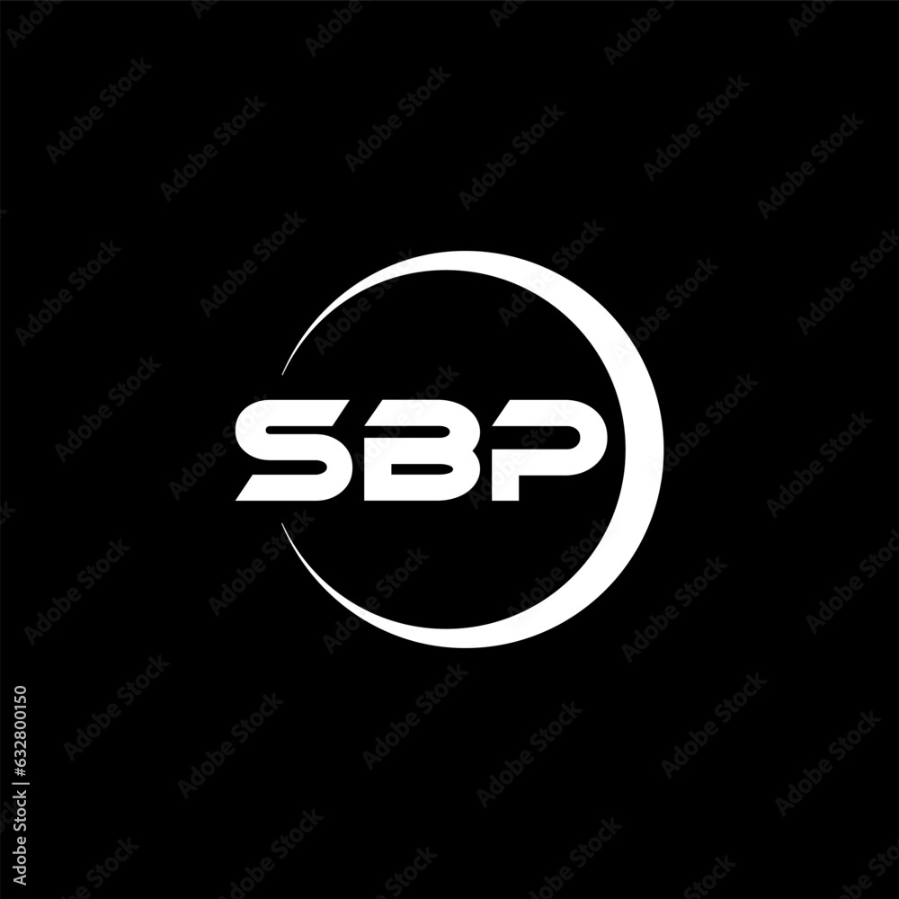 SBP letter logo design with black background in illustrator, cube logo ...