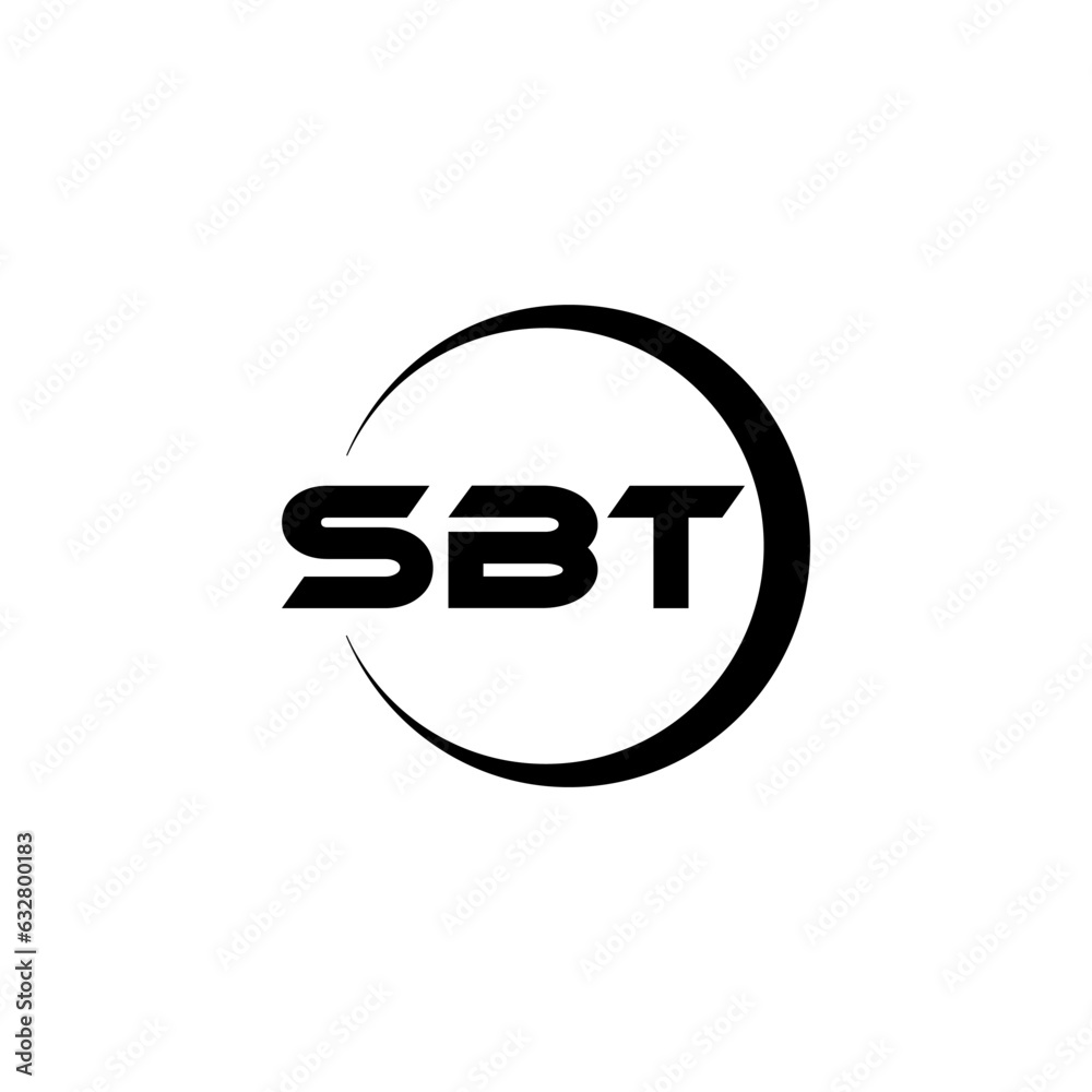SBT letter logo design with white background in illustrator, cube logo ...