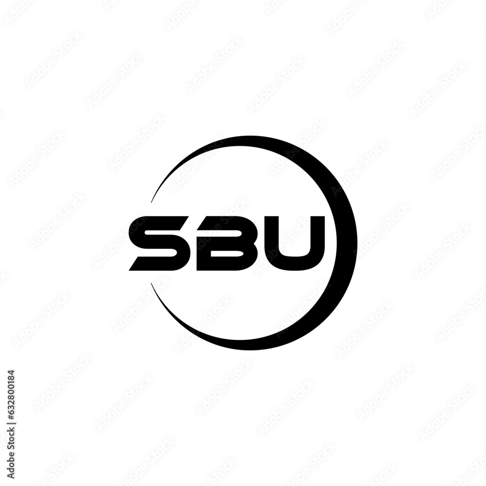 SBU letter logo design with white background in illustrator, cube logo ...