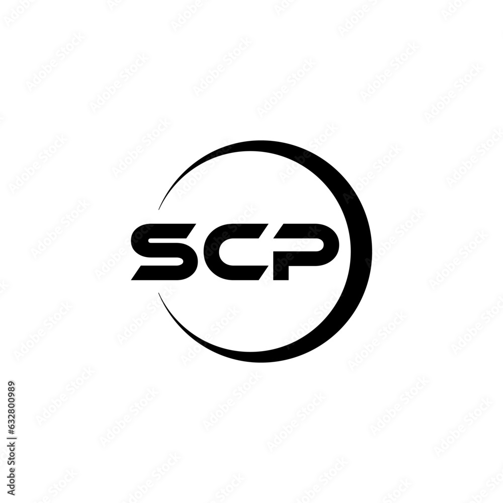 SCP letter logo design with white background in illustrator, cube logo ...