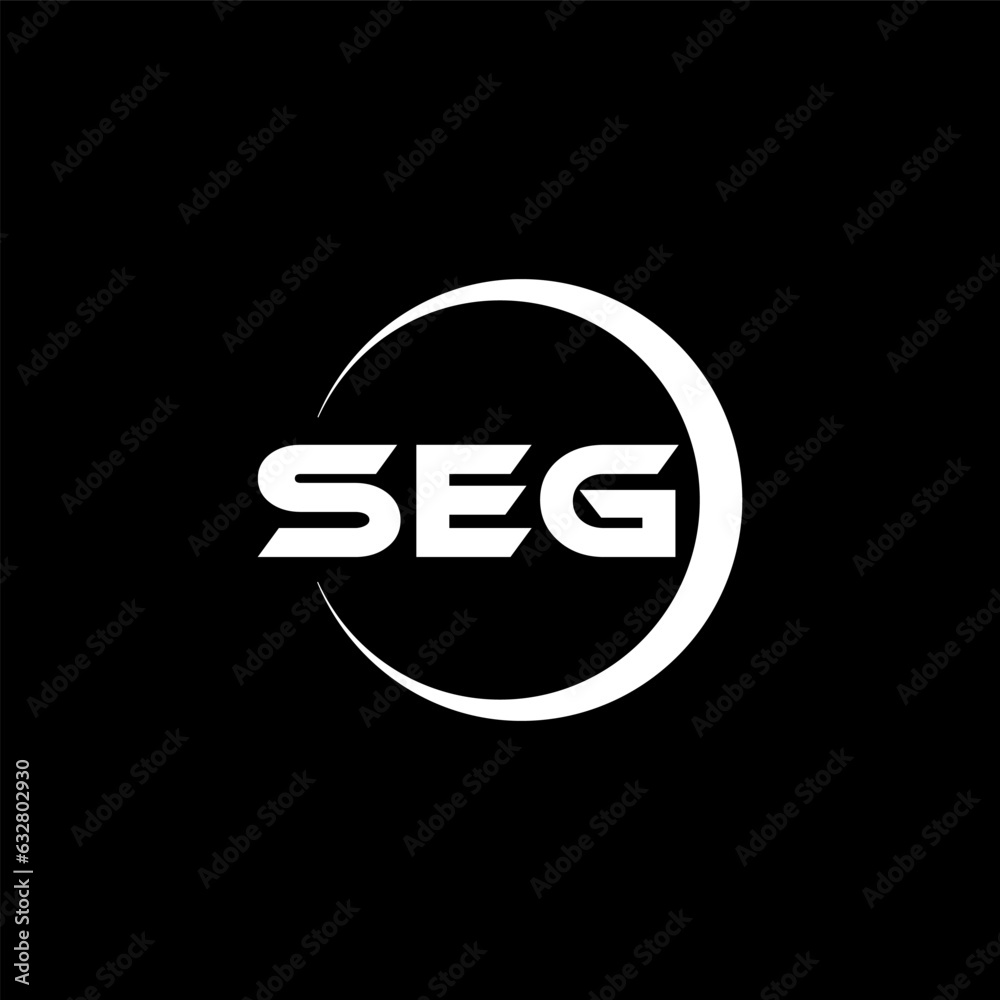 SEG letter logo design with black background in illustrator, cube logo ...