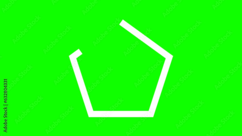 Pentagon green screen 4k. Pentagon line with white color. Drawing ...