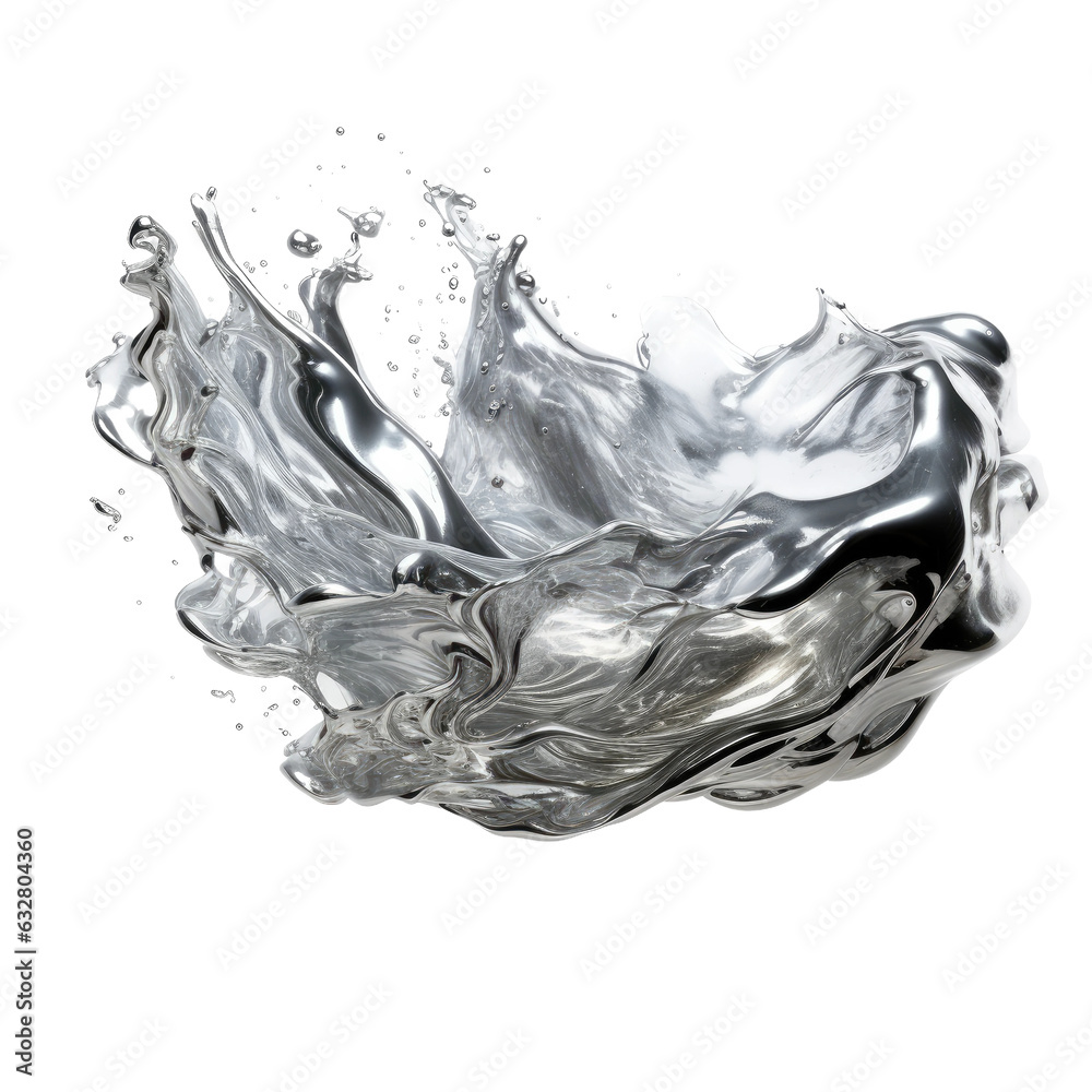 glistening molten silver splash frozen in an abstract futuristic 3d ...