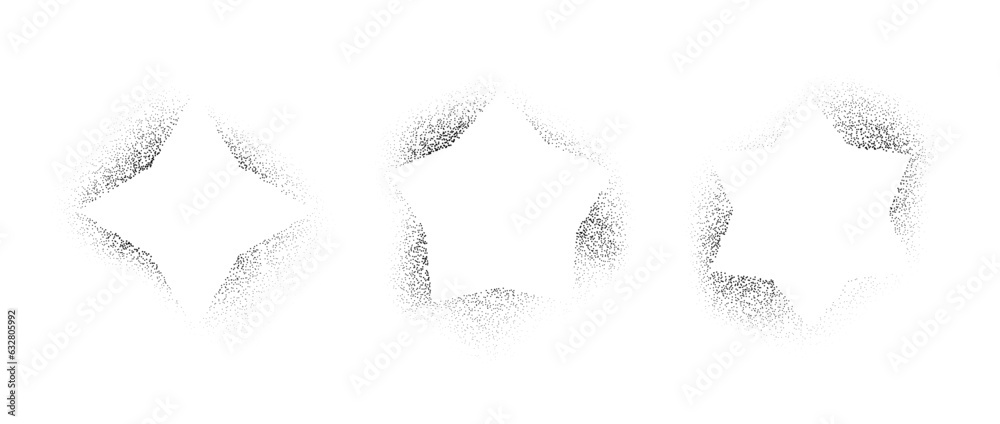 Set of star frames with spray stencil effect. Grunge dotted diamond ...