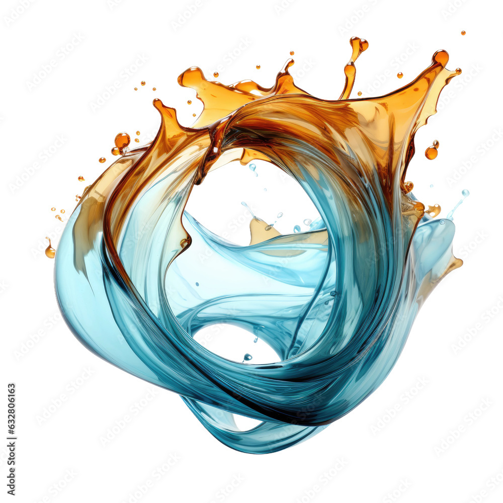 swirling liquid amber and topaz splash frozen in an abstract futuristic ...