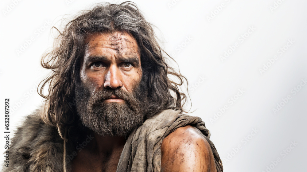 caveman, upper-body, white background. Stock Illustration | Adobe Stock